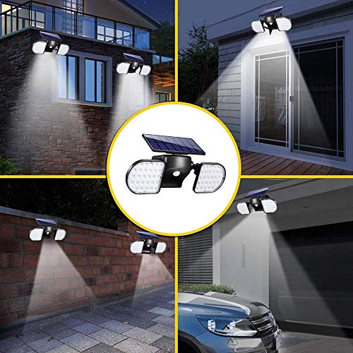 Fitybow Solar Lights Outdoor, Solar Security Lights with Motion Sensor 56 LED Solar Spotlight Lights Waterproof Solar Powered Wall Light Dual Head 360°Rotatable for Yard Garage Patio (2Pack)