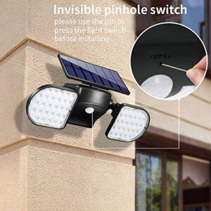 Fitybow Solar Lights Outdoor, Solar Security Lights with Motion Sensor 56 LED Solar Spotlight Lights Waterproof Solar Powered Wall Light Dual Head 360°Rotatable for Yard Garage Patio (2Pack)