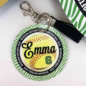 softball aluminum bag tag personalized with your name