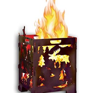 SuperHandy Incinerator Cage Fire Box Reindeer Christmas/X-Mas Tree (Develops Patina Finish) Heavy Duty Steel Large 21"x 21"x 27" inches for Burning Wood at Bonfire, Beach Pit or Backyard Gathering