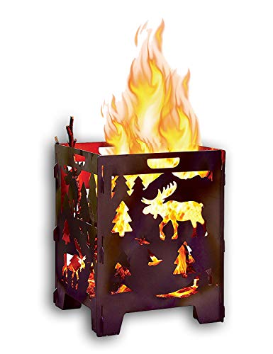 SuperHandy Incinerator Cage Fire Box Reindeer Christmas/X-Mas Tree (Develops Patina Finish) Heavy Duty Steel Large 21"x 21"x 27" inches for Burning Wood at Bonfire, Beach Pit or Backyard Gathering