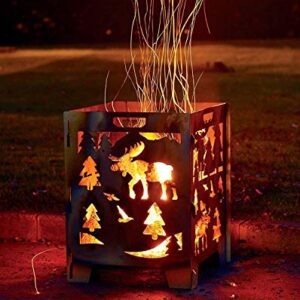 SuperHandy Incinerator Cage Fire Box Reindeer Christmas/X-Mas Tree (Develops Patina Finish) Heavy Duty Steel Large 21"x 21"x 27" inches for Burning Wood at Bonfire, Beach Pit or Backyard Gathering