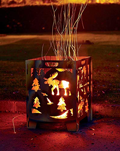 SuperHandy Incinerator Cage Fire Box Reindeer Christmas/X-Mas Tree (Develops Patina Finish) Heavy Duty Steel Large 21"x 21"x 27" inches for Burning Wood at Bonfire, Beach Pit or Backyard Gathering