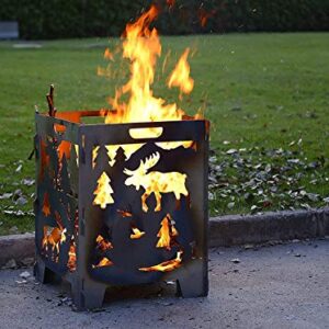 SuperHandy Incinerator Cage Fire Box Reindeer Christmas/X-Mas Tree (Develops Patina Finish) Heavy Duty Steel Large 21"x 21"x 27" inches for Burning Wood at Bonfire, Beach Pit or Backyard Gathering