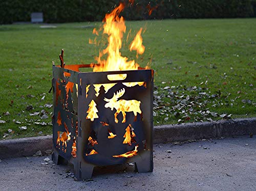 SuperHandy Incinerator Cage Fire Box Reindeer Christmas/X-Mas Tree (Develops Patina Finish) Heavy Duty Steel Large 21"x 21"x 27" inches for Burning Wood at Bonfire, Beach Pit or Backyard Gathering