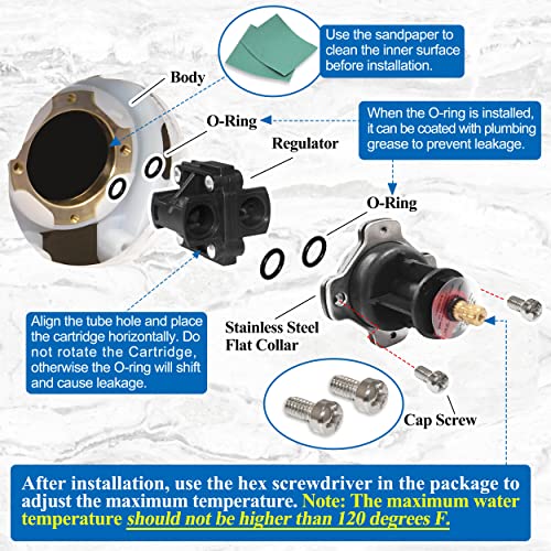 GP76851 Mixer Cap and Pressure Balancing Unit (Shower) Parts Cartridge Compatible with Kohler, Replacement for Rite-Temp and 1/2" Shower Valve GP500520 and GP77759 Parts After Market Replacement