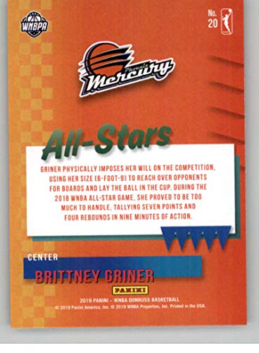 2019 Donruss WNBA All-Stars #20 Brittney Griner Phoenix Mercury Official Panini Basketball Card