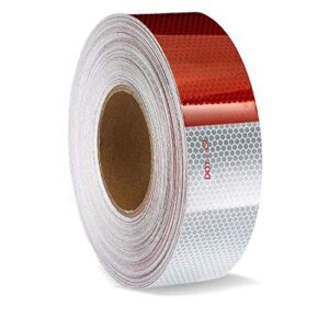 wonder point 2" x 164ft dot-c2 reflective tape -6" red x 6" white waterproof reflector conspicuity tape - safety sticker strips for trailers, cars, trucks, warning tape automative accessories