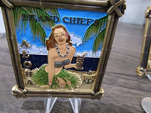 Navy Island Chief Tiki Hut Bar Hawaiian CPO USN Pin Up Girl Challenge Coin