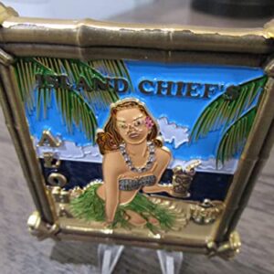 Navy Island Chief Tiki Hut Bar Hawaiian CPO USN Pin Up Girl Challenge Coin