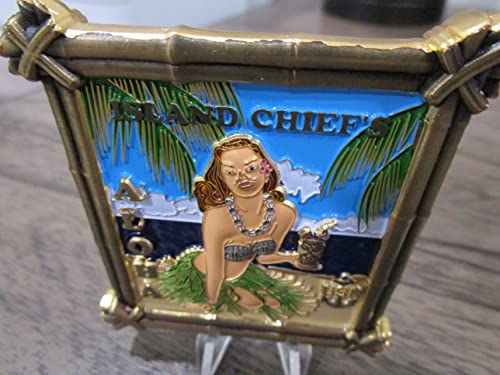 Navy Island Chief Tiki Hut Bar Hawaiian CPO USN Pin Up Girl Challenge Coin