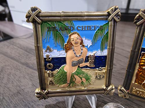 Navy Island Chief Tiki Hut Bar Hawaiian CPO USN Pin Up Girl Challenge Coin