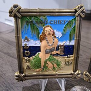 Navy Island Chief Tiki Hut Bar Hawaiian CPO USN Pin Up Girl Challenge Coin