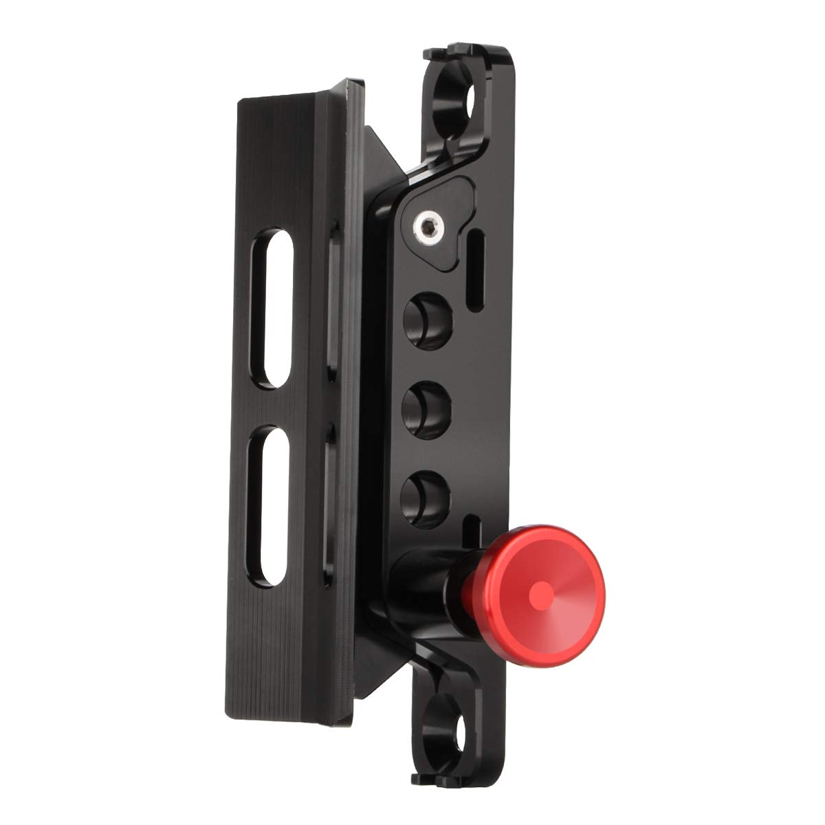 Adjustable Aluminum Fire Extinguisher Mount Holder with 4 Clamps Vehicle Fire Extinguisher Bracket for Wrangler TJ JK JL JKU UTV Polaris RZR Ranger (Black with Red Knob)