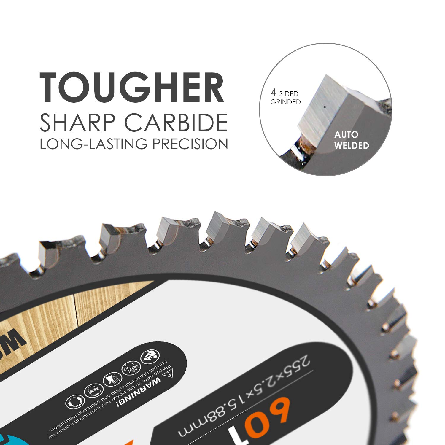 Luckyway 2-Pack 10 Inch Miter/Table Saw Blades 32T&60T with 5/8 Inch Arbor TCT Circular Saw Blade for Cutting Wood