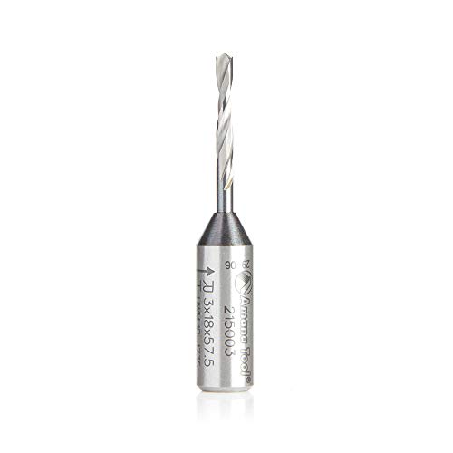 Amana Tool 215003 Solid Carbide Dowel Drill Boring Bit R/H 3mm D x 57.5mm Long x 10x25mm SHK