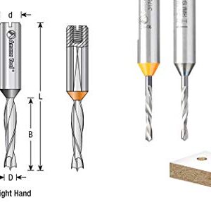 Amana Tool 215003 Solid Carbide Dowel Drill Boring Bit R/H 3mm D x 57.5mm Long x 10x25mm SHK