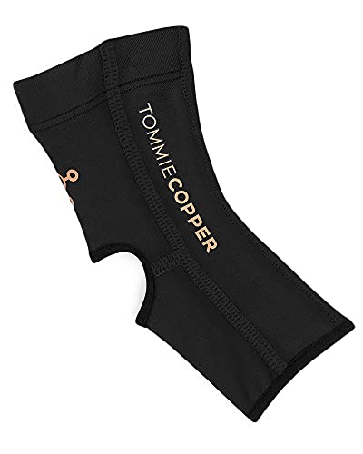 Tommie Copper Performance Compression Ankle Sleeve, Unisex, Men & Women, Breathable Extra Support Sleeve for Joint & Muscle Support - Black, Medium