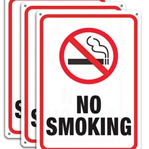 No Smoking Sign,3 Pack No Smoking Metal Reflective Signs - 10 x 7 Inches .040 Rust Free Heavy Duty Aluminum Sign - UV Printed with Professional Graphics - Easy to Mount - Indoor & Outdoor use