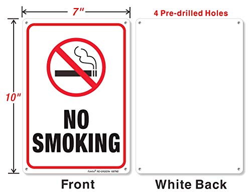 No Smoking Sign,3 Pack No Smoking Metal Reflective Signs - 10 x 7 Inches .040 Rust Free Heavy Duty Aluminum Sign - UV Printed with Professional Graphics - Easy to Mount - Indoor & Outdoor use