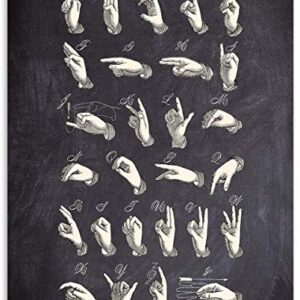 American Sign Language - ASL Classroom Alphabet Poster, Educational Homeschool Display, Great Gift for Hearing Impaired and Speech Therapists, Chalkboard Look - 11x14 Unframed Art Print Poster