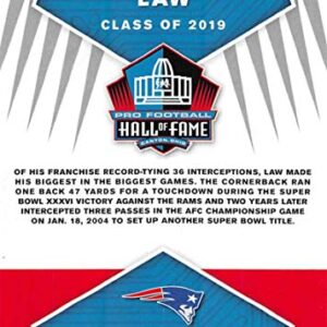 2019 Donruss Inducted Football #3 Ty Law New England Patriots Official NFL Trading Card From Panini America