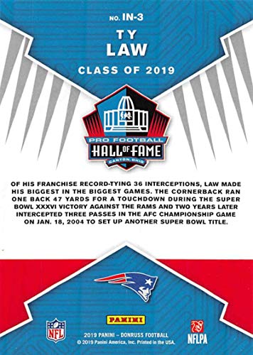 2019 Donruss Inducted Football #3 Ty Law New England Patriots Official NFL Trading Card From Panini America