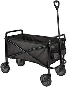 amazon basics collapsible folding outdoor utility wagon with cover bag, black