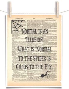 chas addams quote normal is an illusion 8.5 x 11 vintage dictionary page unframed art print