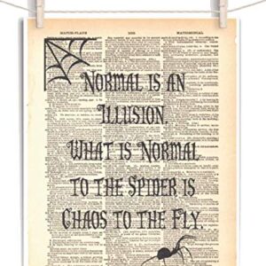 Chas Addams Quote Normal is an Illusion 8.5 x 11 Vintage Dictionary Page Unframed Art Print