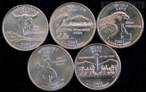 2007 d complete set of 5 state quarters uncirculated