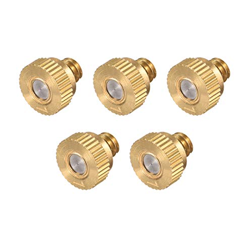 uxcell Brass Misting Nozzle - 10/24 UNC 0.1mm Orifice Dia Replacement Heads for Outdoor Cooling System - 5 Pcs