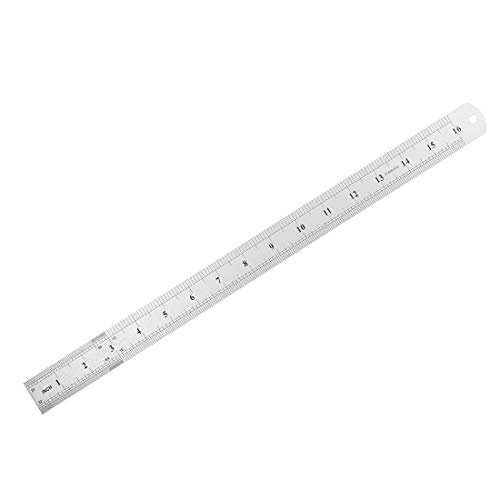 uxcell Straight Ruler 400mm 16 Inch Metric Stainless Steel Measuring Ruler Tool with Hanging Hole Inch & Centimeters Precision Drawing Ruler