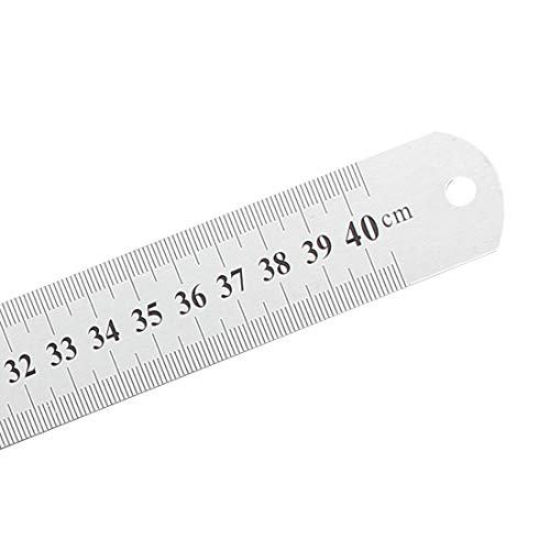 uxcell Straight Ruler 400mm 16 Inch Metric Stainless Steel Measuring Ruler Tool with Hanging Hole Inch & Centimeters Precision Drawing Ruler