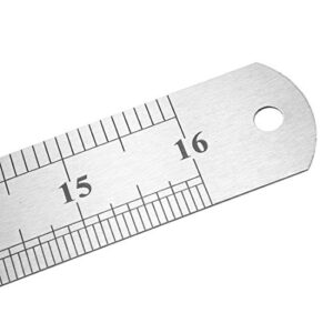 uxcell Straight Ruler 400mm 16 Inch Metric Stainless Steel Measuring Ruler Tool with Hanging Hole Inch & Centimeters Precision Drawing Ruler