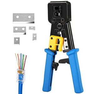 solsop rj45 crimp tool pass through cat5 cat5e cat6 crimping tool for rj45/rj12 regular and end-pass-through connectors