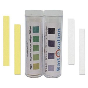 restaurant sanitizer test kit for qac quaternary ammonium 0-500 ppm quat & chlorine 10-200 ppm chemical test paper for food service [2 vials of 100 paper strips]