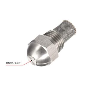 uxcell Mist Nozzle - 1/4BSPT 1mm Orifice Dia 304 Stainless Steel Fine Atomizing Spray Tip