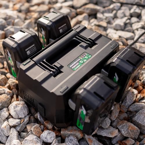 Metabo HPT 4-Port Battery Charger, 36V/18V, Slide-Style Batteries, Rapid Charging Time, Selectable Charging Modes, 2 USB Ports, 2 AC Outlets (UC18YTSL)