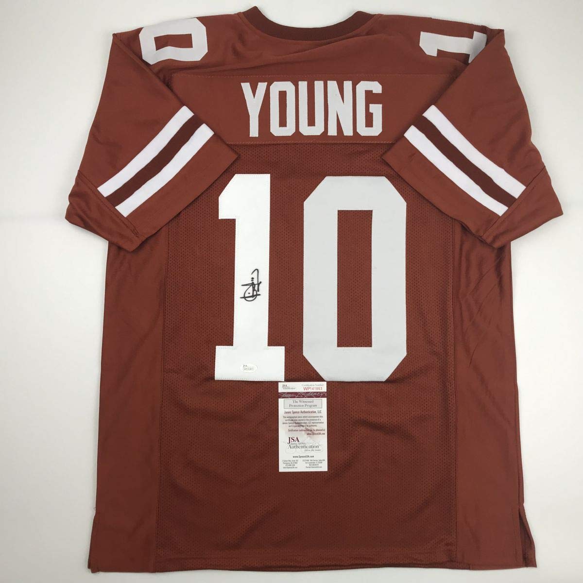 Autographed/Signed Vince Young Texas Orange College Football Jersey JSA COA