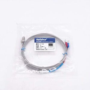 Twidec/2Pcs 1/4" Screw Probe Temperature Sensor K Type Thermocouple 2 Meters Cable Temperature Range: 0-600°C LT-104