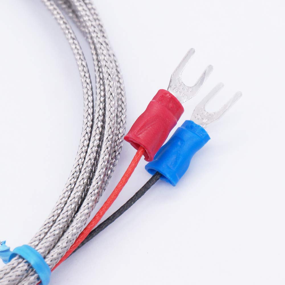 Twidec/2Pcs 1/4" Screw Probe Temperature Sensor K Type Thermocouple 2 Meters Cable Temperature Range: 0-600°C LT-104