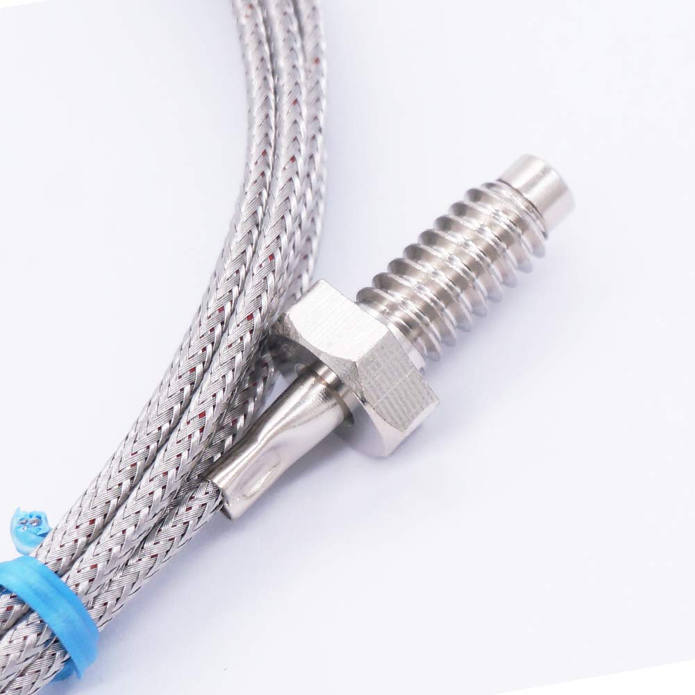 Twidec/2Pcs 1/4" Screw Probe Temperature Sensor K Type Thermocouple 2 Meters Cable Temperature Range: 0-600°C LT-104