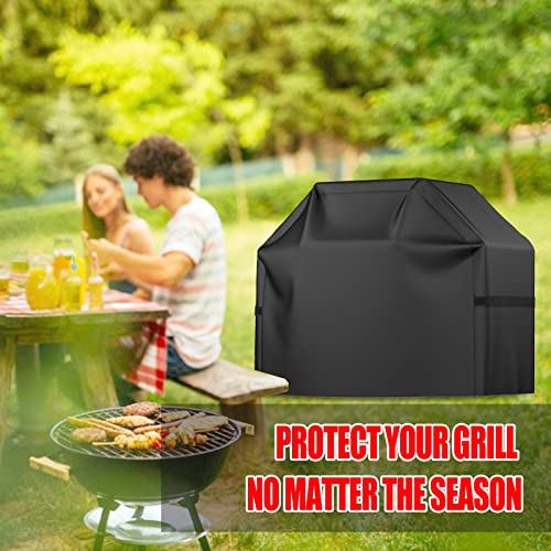 BBQ Grill Cover, Waterproof, Weather Resistant, Rip-Proof, Anti-UV, Fade Resistant, with Adjustable Velcro Strap, Gas Grill Cover for Weber,Char Broil,Nexgrill Grills, etc. 58 inch, Black