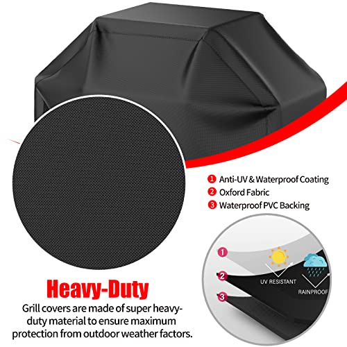 BBQ Grill Cover, Waterproof, Weather Resistant, Rip-Proof, Anti-UV, Fade Resistant, with Adjustable Velcro Strap, Gas Grill Cover for Weber,Char Broil,Nexgrill Grills, etc. 58 inch, Black