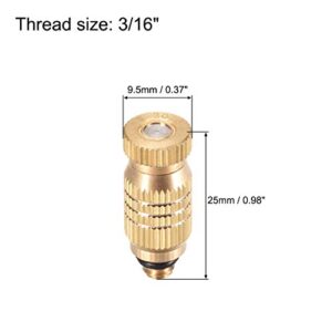 uxcell Brass Misting Nozzle - 3/16-inch Threaded 0.2mm Orifice Dia Fogging Spray Head for Outdoor Cooling System - 5 Pcs Golden