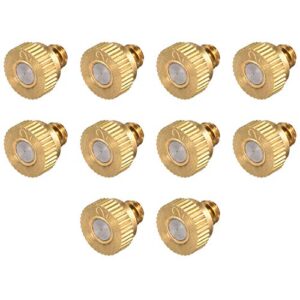 uxcell Brass Misting Nozzle - 10/24 UNC 0.2mm Orifice Dia Replacement Heads for Outdoor Cooling System - 10 Pcs