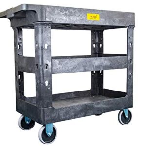 550lb Capacity Heavy Duty Plastic Utility Cart 34-1/2" L x 16-3/4" W with Handle 3 Shelves Pake Handling Tools