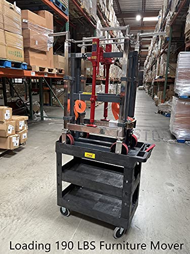 550lb Capacity Heavy Duty Plastic Utility Cart 34-1/2" L x 16-3/4" W with Handle 3 Shelves Pake Handling Tools