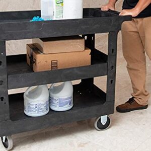 550lb Capacity Heavy Duty Plastic Utility Cart 34-1/2" L x 16-3/4" W with Handle 3 Shelves Pake Handling Tools